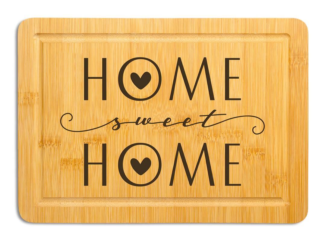 Hochwertiges Bambus Schneidebrett "Home Sweet Home" - Einzugsgeschenk ...