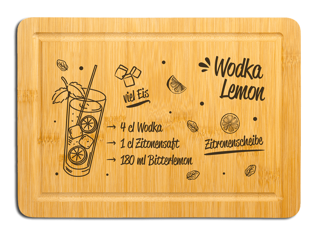 Graviertes Schneidebrett Wodka Lemon – Geschenk für Cocktail-Fans ...
