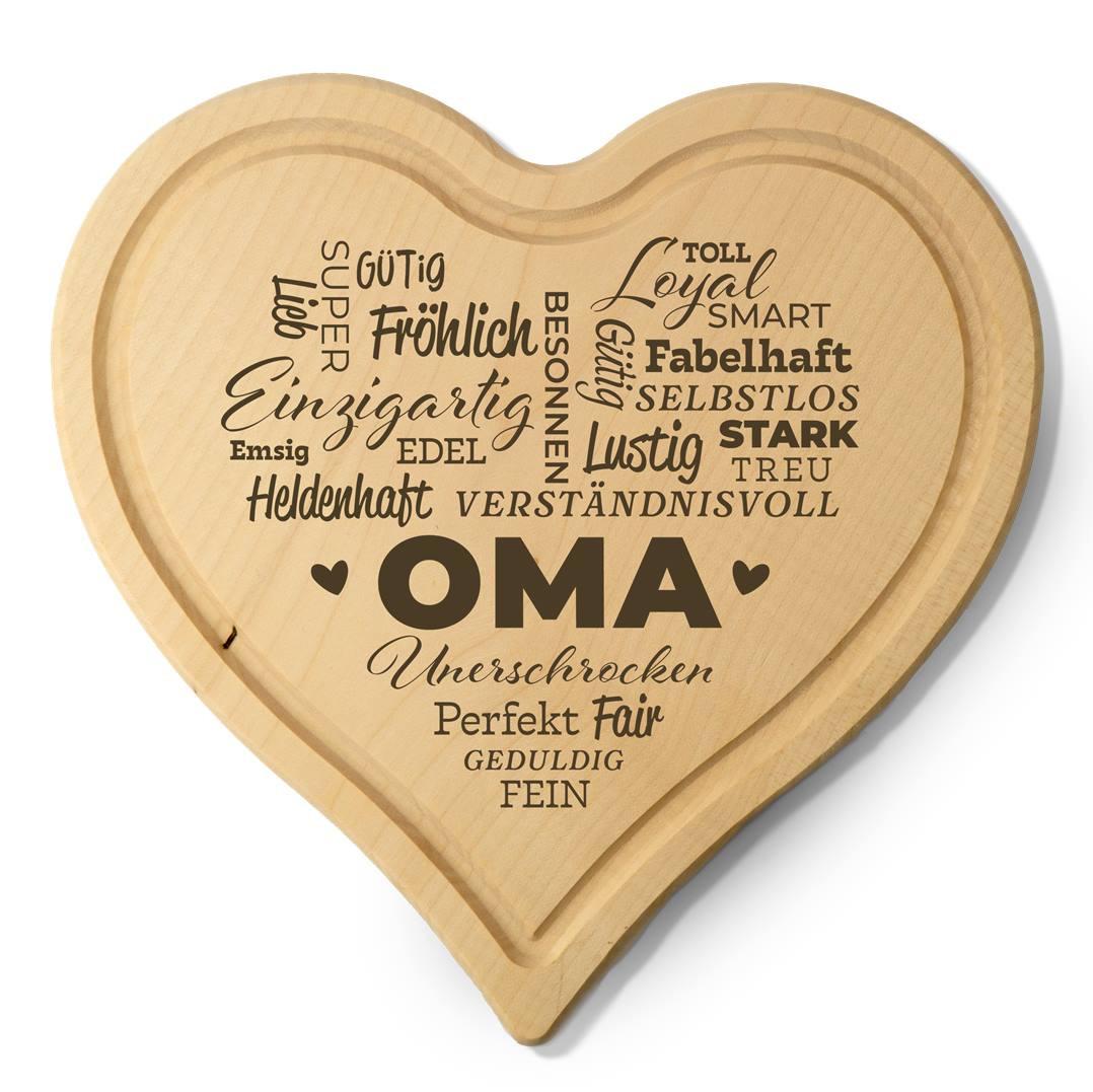Herzform Schneidebrett Oma - Geschenk für Großmutter zum Geburtstag ...