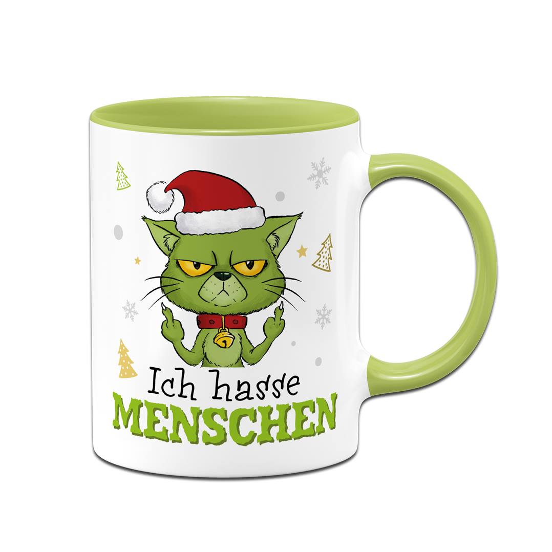 "Ich hasse Menschen" Tasse mit Grinch-Katze – Geschenk für Weihnachten ...